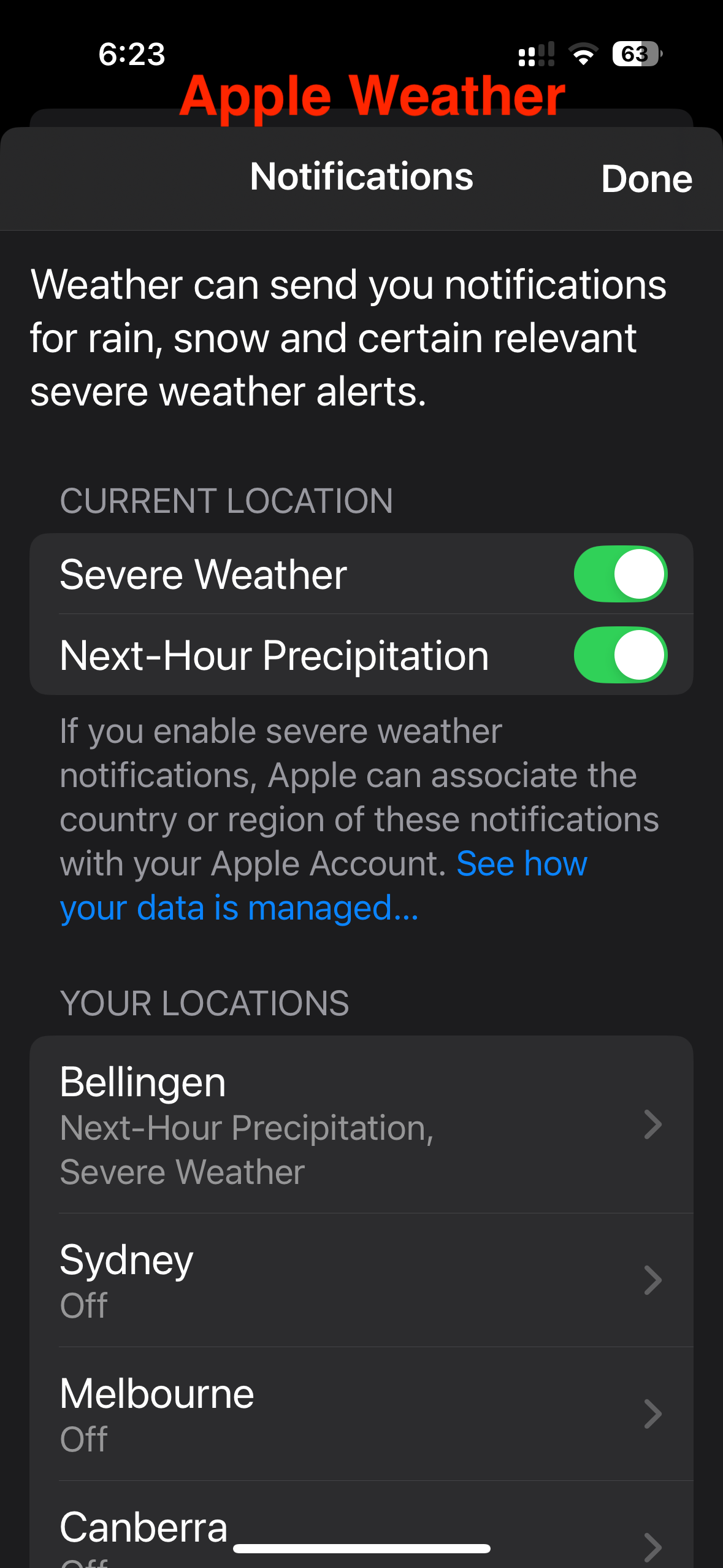 Check the settings in your weather apps for warnings – Andrew Woodward